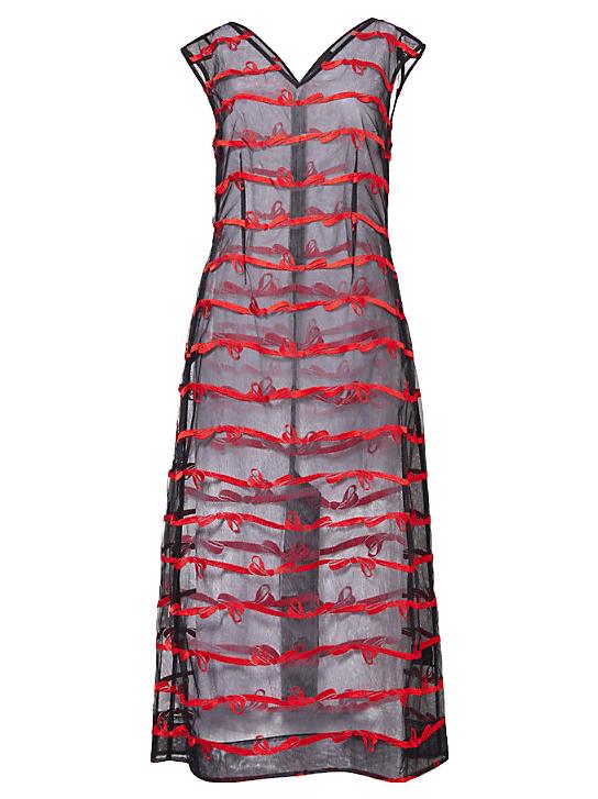 SIMONE ROCHA Simone Rocha Ripple Embroidered Mesh Midi Dress